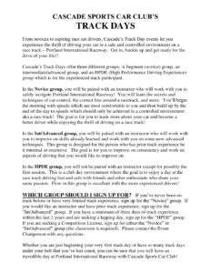Track Day Checklist | Cascade Sports Car Club